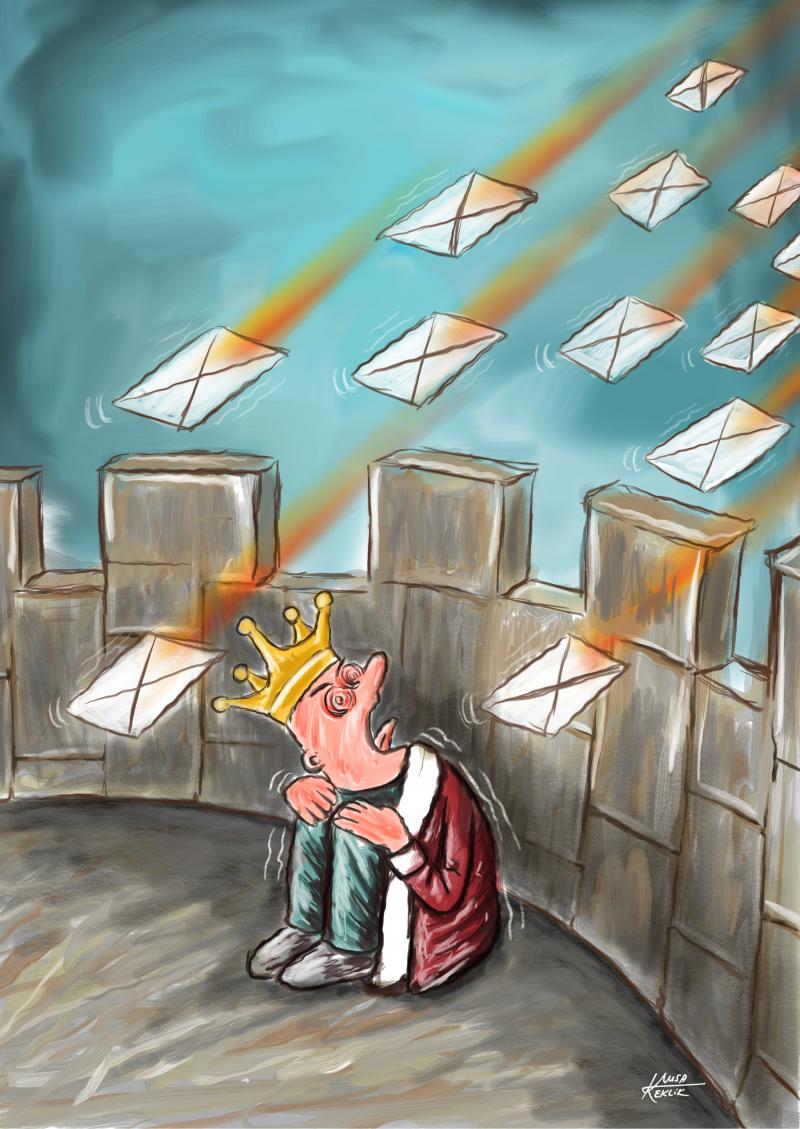 Cartoon People Bowing To King