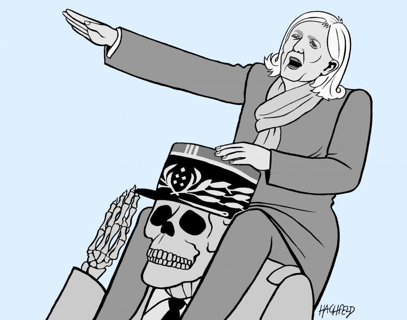 Le Pen backs ex-generals for coup d'état | Cartoon Movement