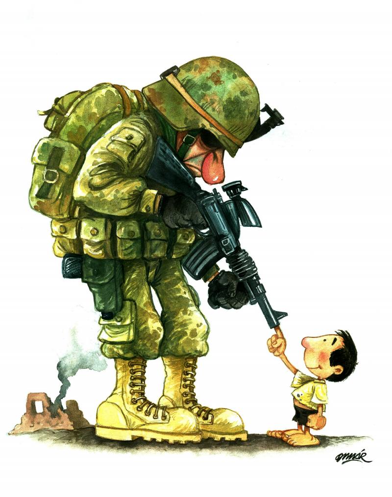 Cartoon Soldier At War