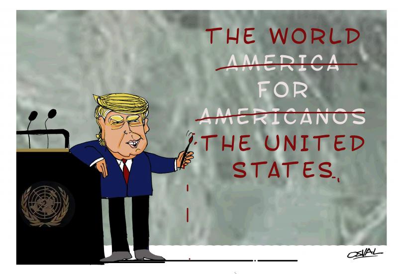 According to Trump, the world is just the USA. | Cartoon Movement