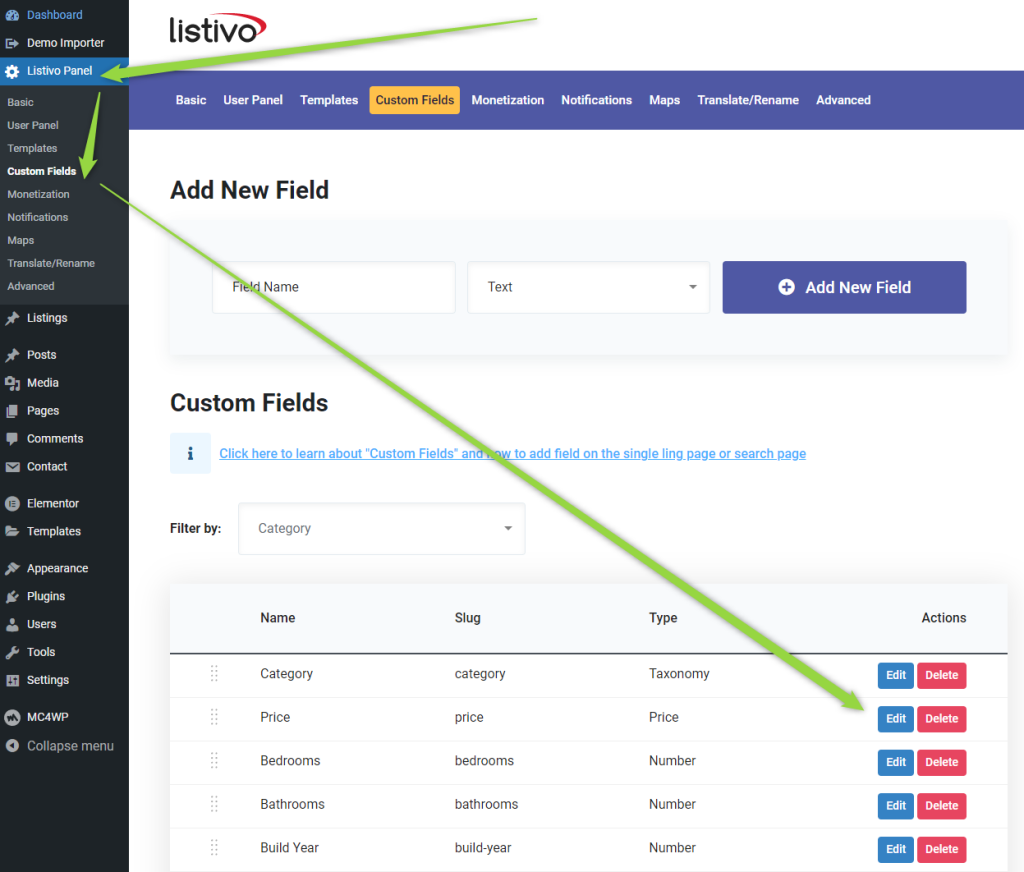 How to add text after / before price e.g. /month : Listivo Support