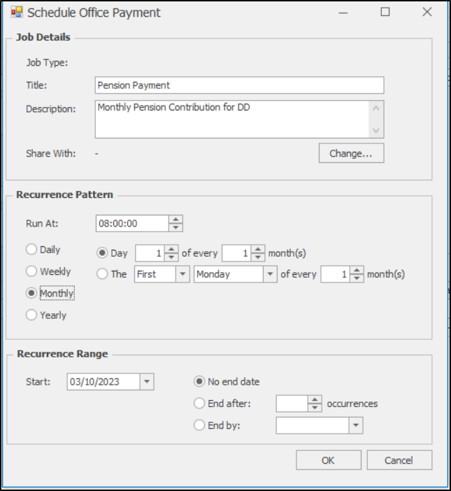 scheduled jobs, recurring payments