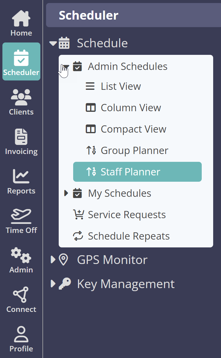 Staff Planner Settings : Pet Sitter Plus