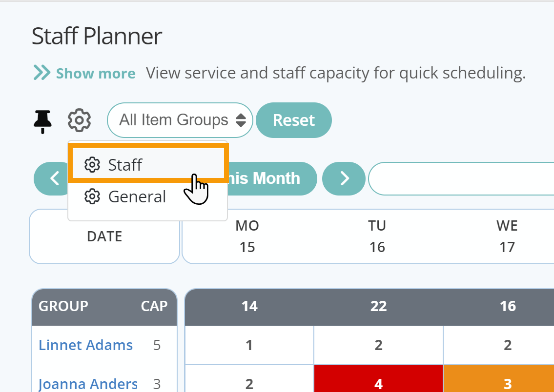 Staff Planner Settings : Pet Sitter Plus