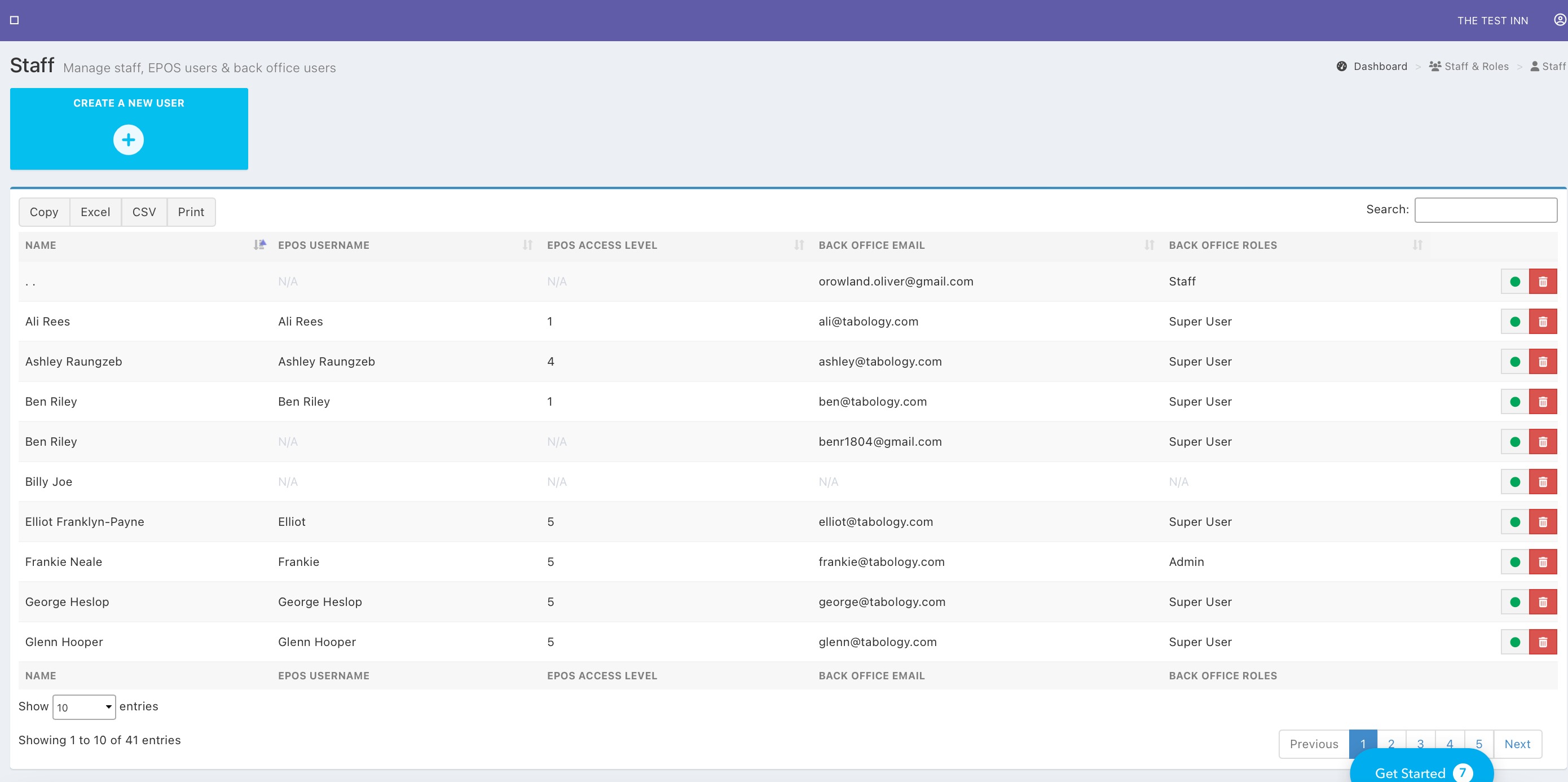Setting Up New Users : Tabology