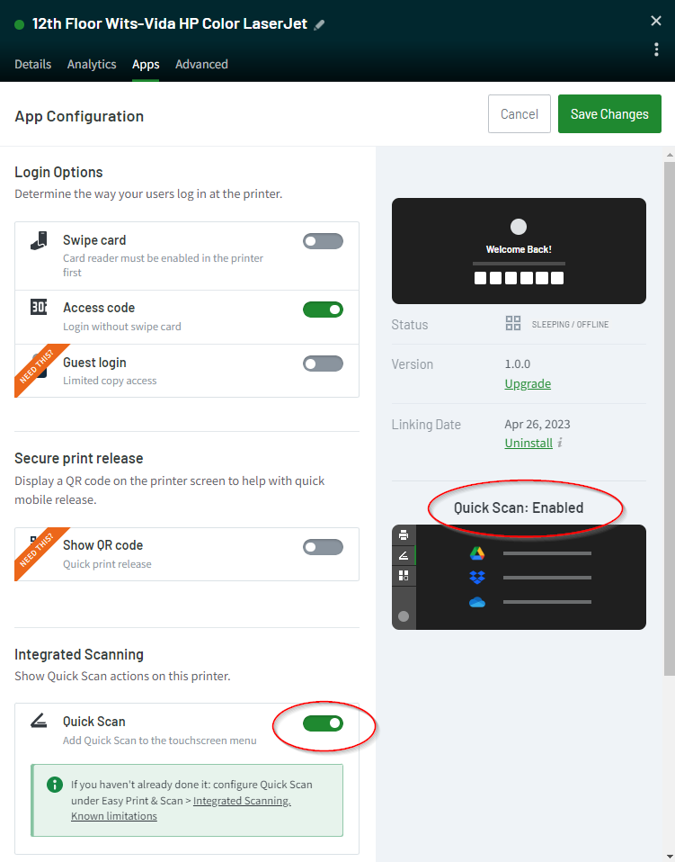 Enable Papercut Quick Scan : Helpdesk IT Portal