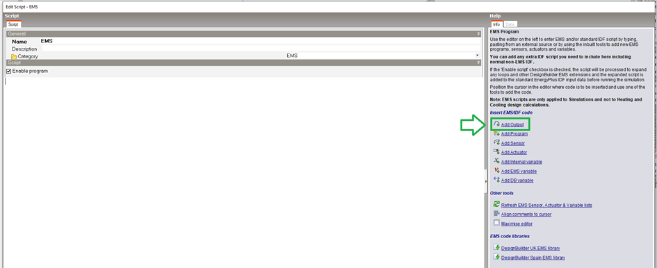 Requesting additional outputs for your simulation : DesignBuilder Support