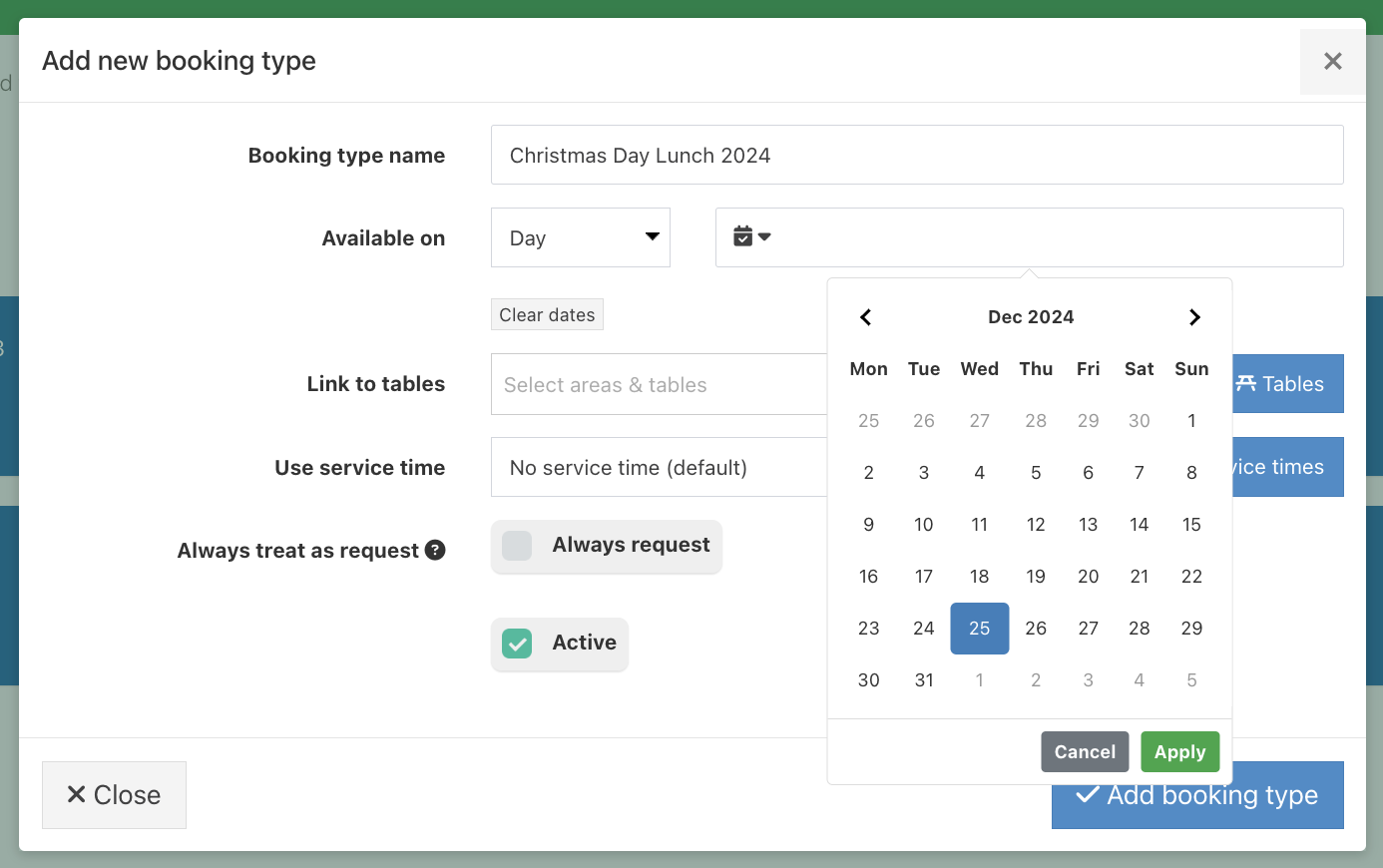 Adding booking types : Tabology