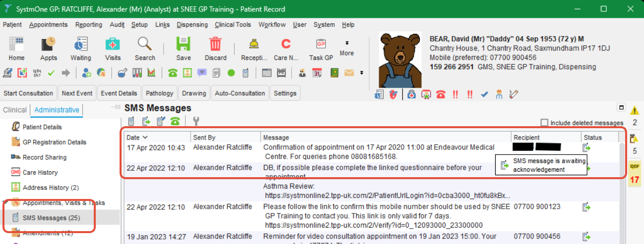 SystmOne SMS delivery notifications : Clinical Systems Helpdesk