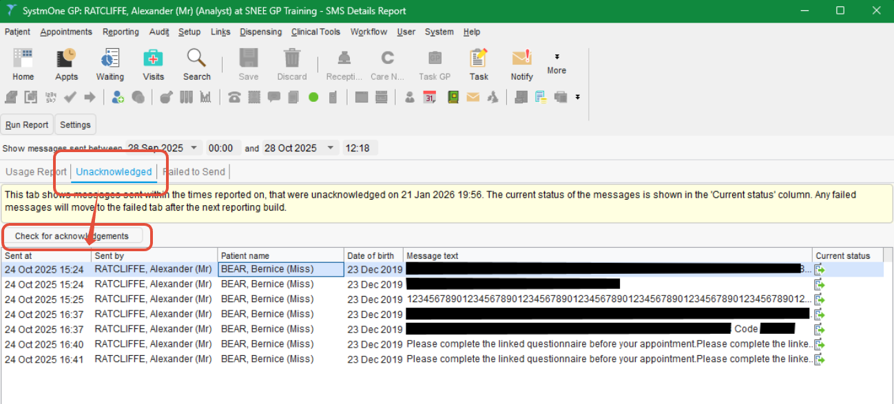 SystmOne SMS delivery notifications : Clinical Systems Helpdesk