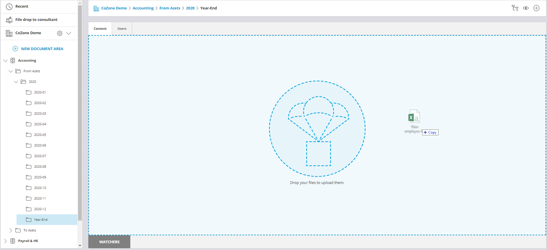 Drive file and folder actions : Azets Cozone Support Portal