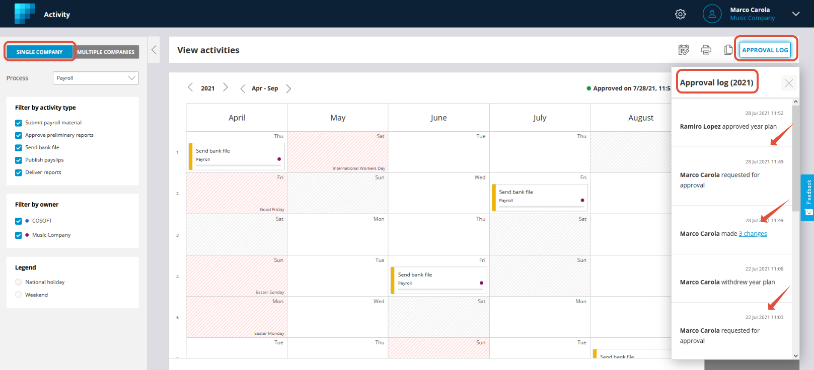 Activity year plan/calendar views : Azets Cozone Support Portal