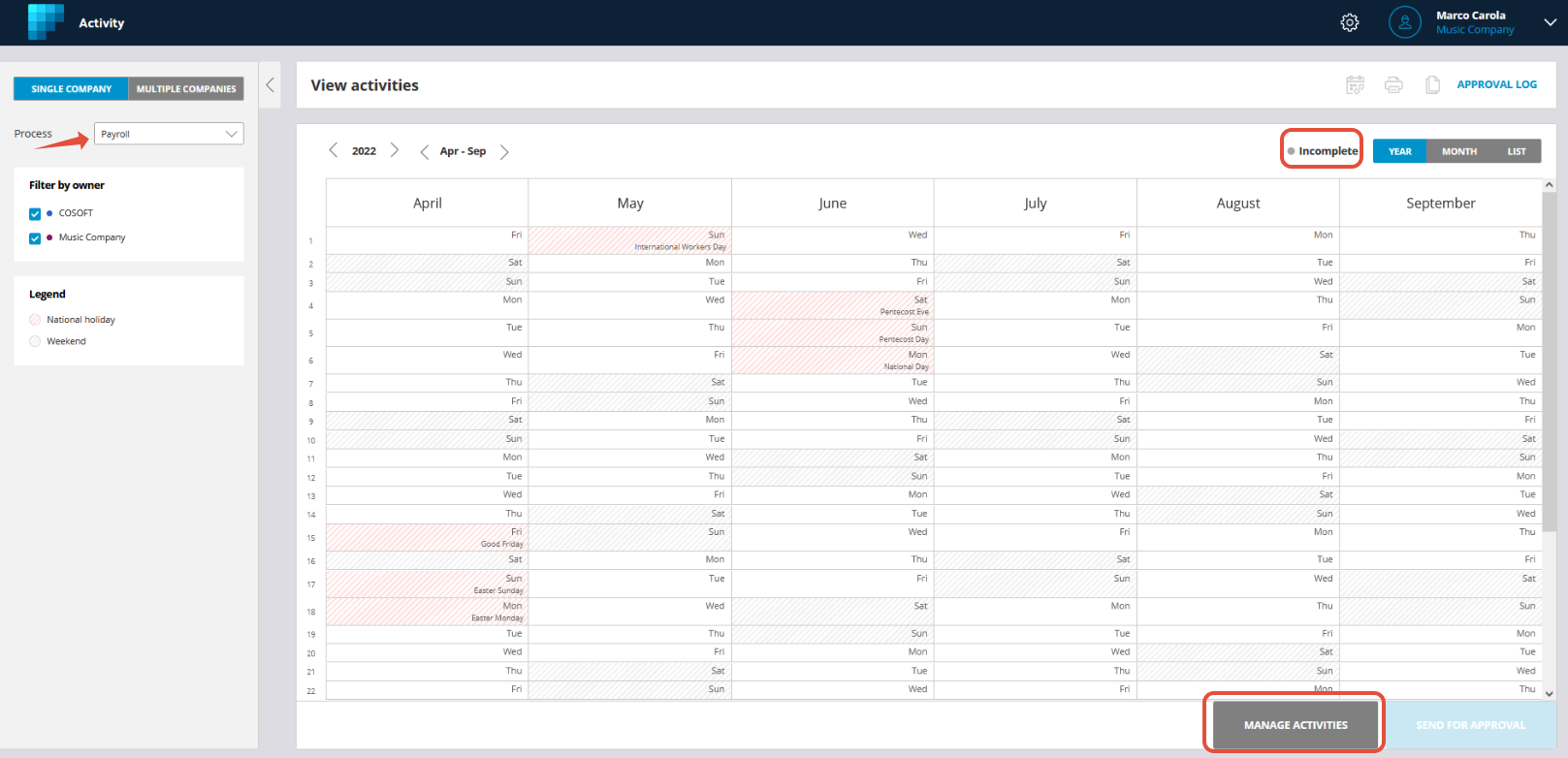 Year plan/calendar - create and manage : Azets Cozone Support Portal