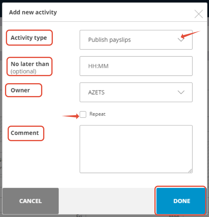 Year plan/calendar - create and manage : Azets Cozone Support Portal