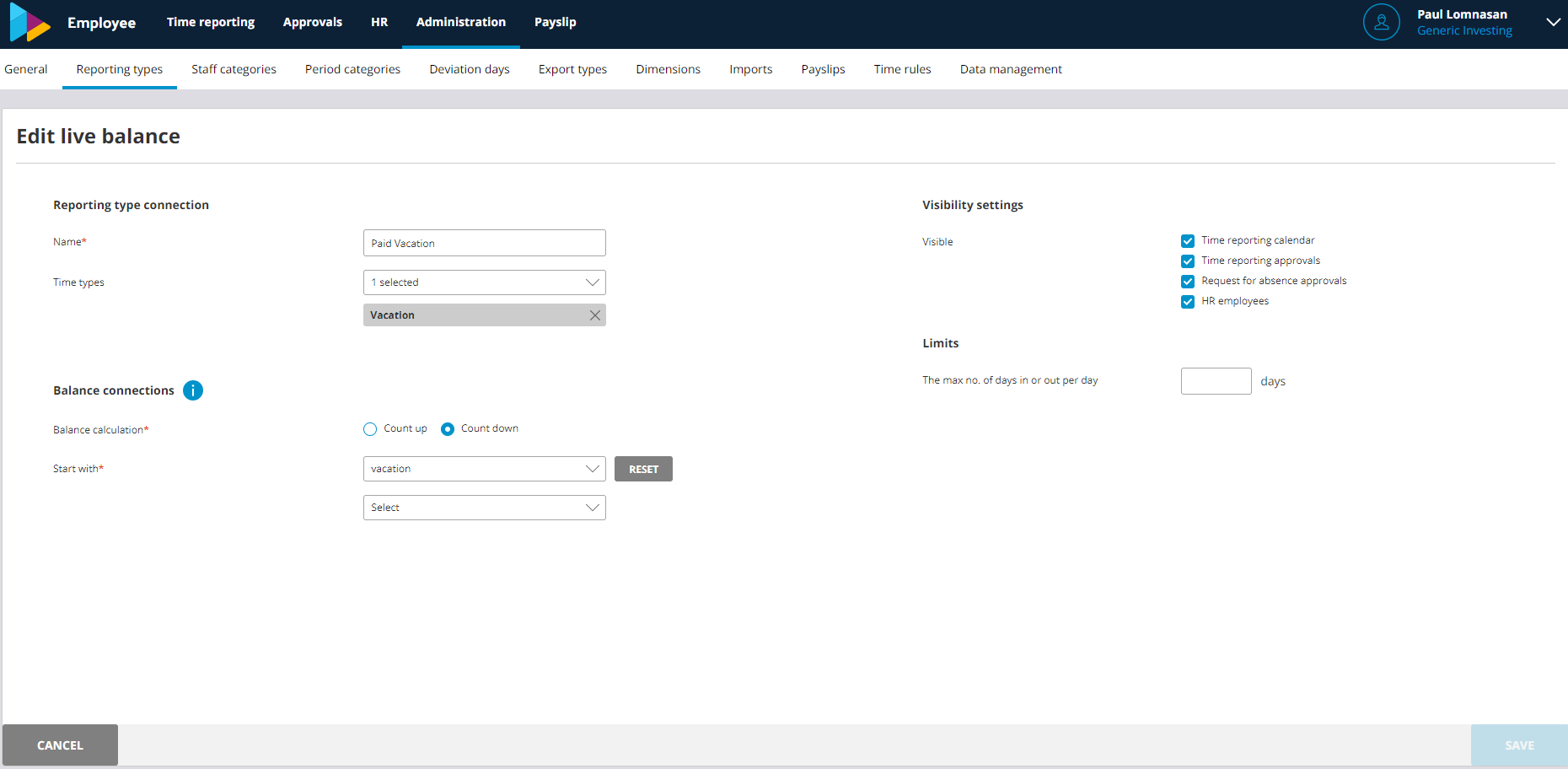How to set up a live balance : Azets Cozone Support Portal