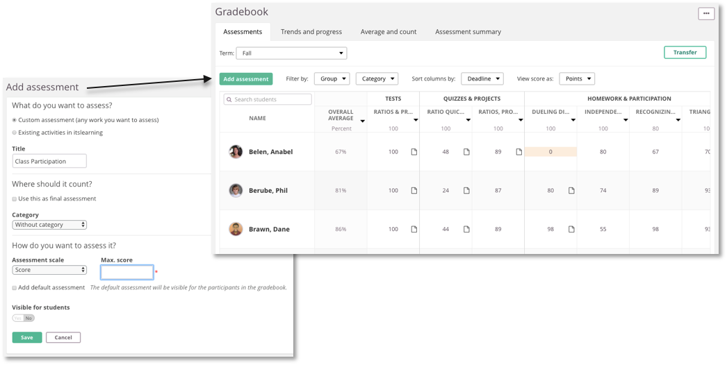Adding to the Gradebook/Assessment Record : itslearning Help Center