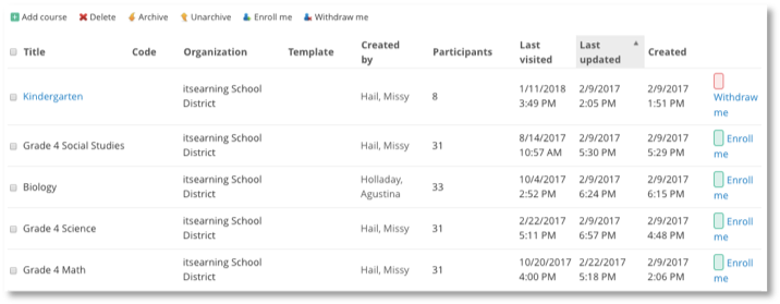 Course Administration : itslearning Help Center