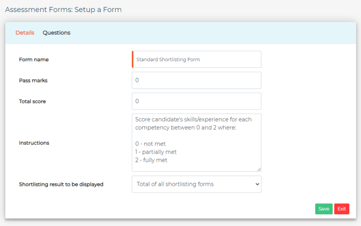 Shortlisting Forms and Anonymity : Client Support Hub