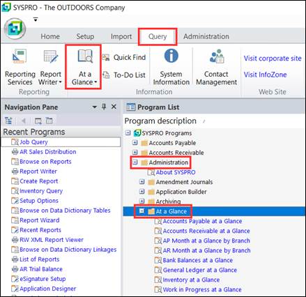 What are the "At a Glance" Queries