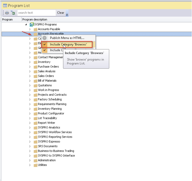How can I Add Browses to Main Menu?