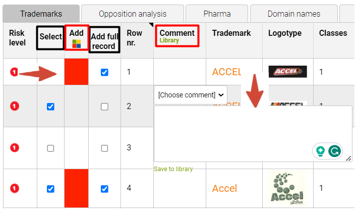 Selecting, commenting, color tagging the results : Markify knowledge base