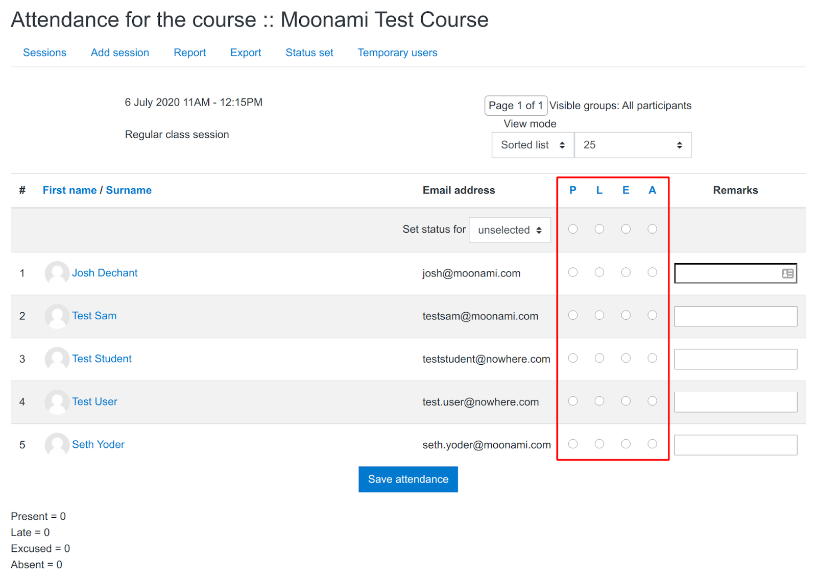 Using the Attendance Module in Moodle : Moodle US