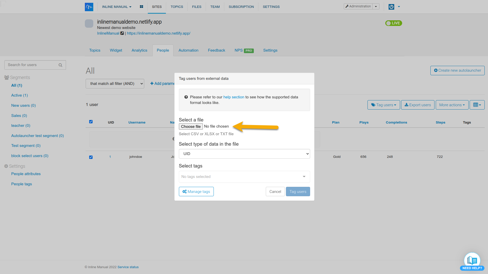 Tagging : Inline Manual