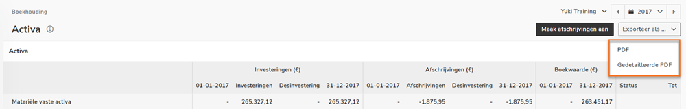 Activastaat of activarekening exporteren als pdf-bestand : Yuki Support ...