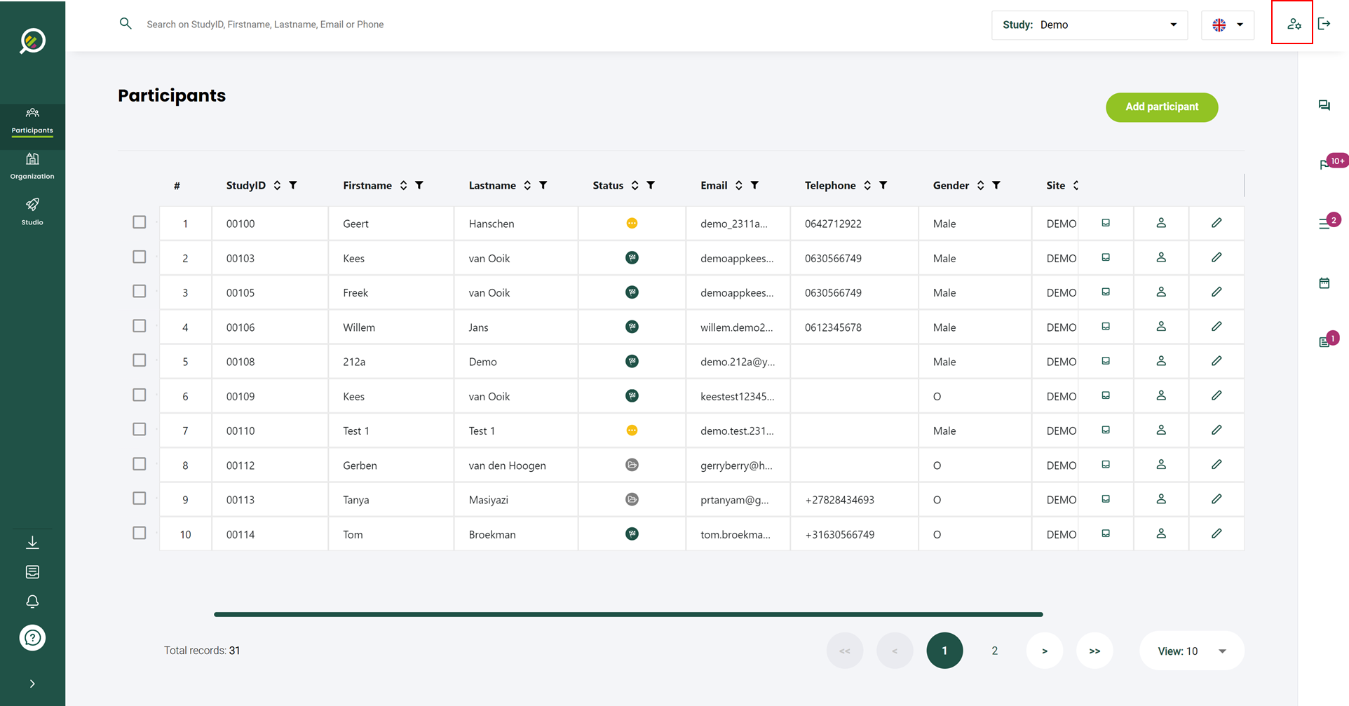 Personal profile settings : Researchers