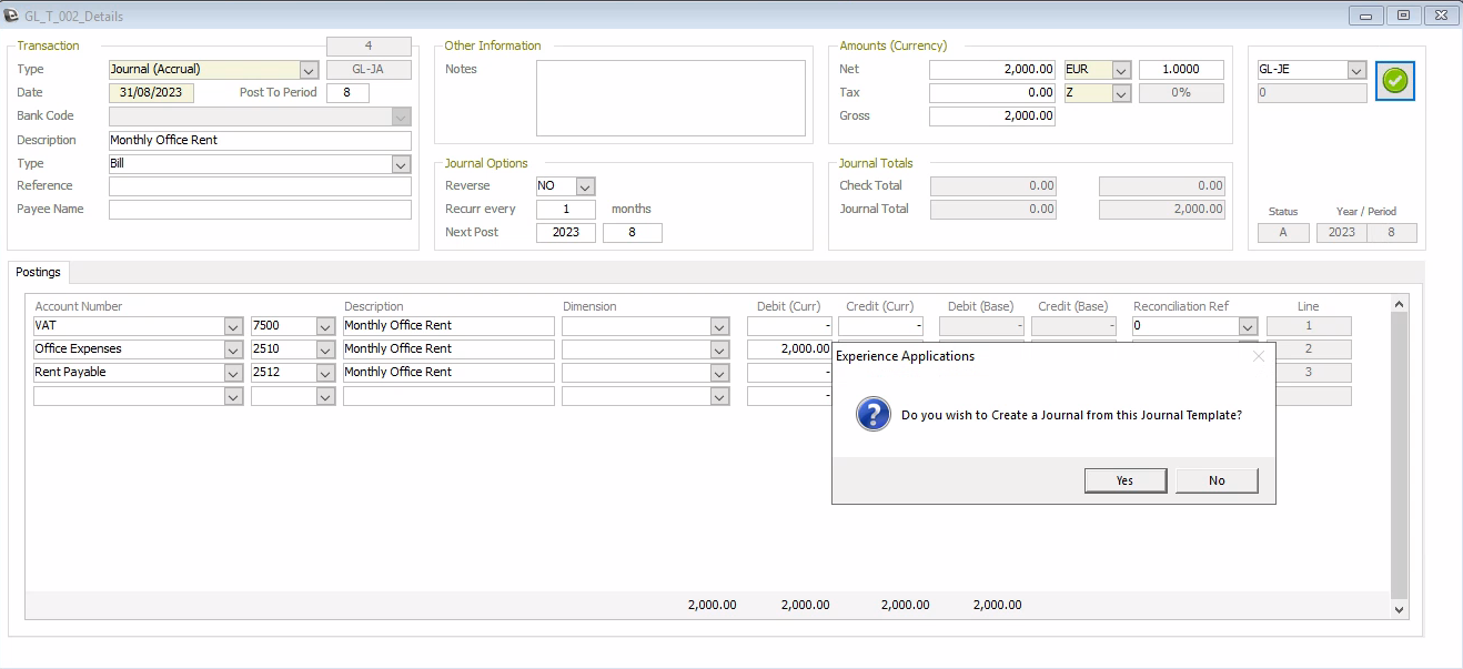 Journal Templates : EMAX Solutions