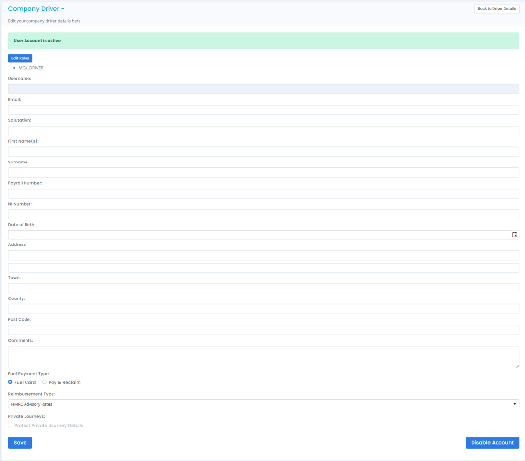 Adding a Driver (Including Linking Fuel Cards, Assigning a Vehicle ...
