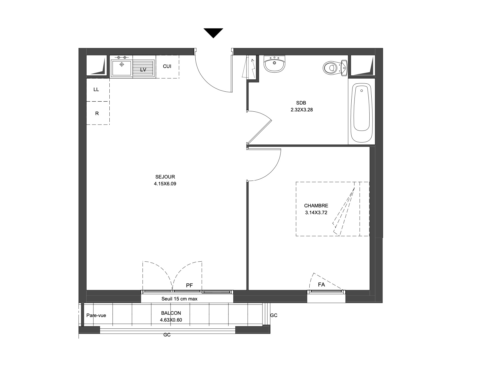 Location d'un T2 à Noisiel 77186 Noisiel