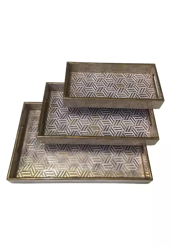 Home & Garden :: Kitchen :: Tableware :: MDF Rectangular Zig Zag Printed Multicolor Serving Tray ...