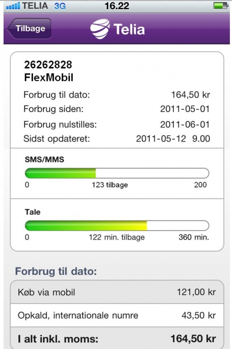 Følg dit forbrug med ny Telia-app