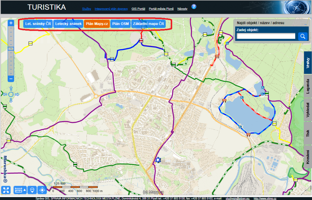 Podkladové plány OSM a Mapy.cz v mapových prohlížečích Marushka ...
