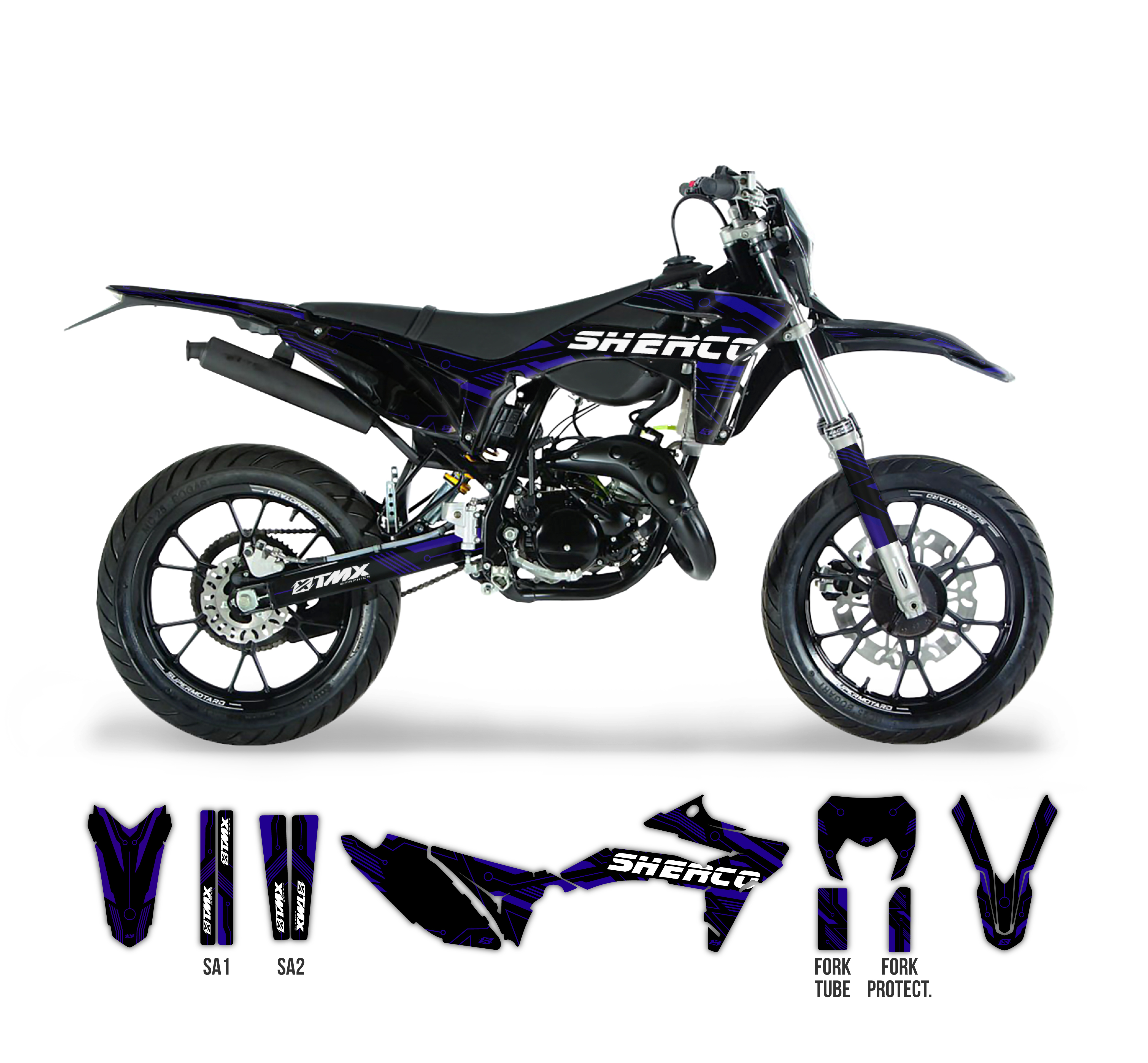 Sherco SM-R / SE-R 50 (2014-2017) - Cyber Duo Black Graphics Series ...