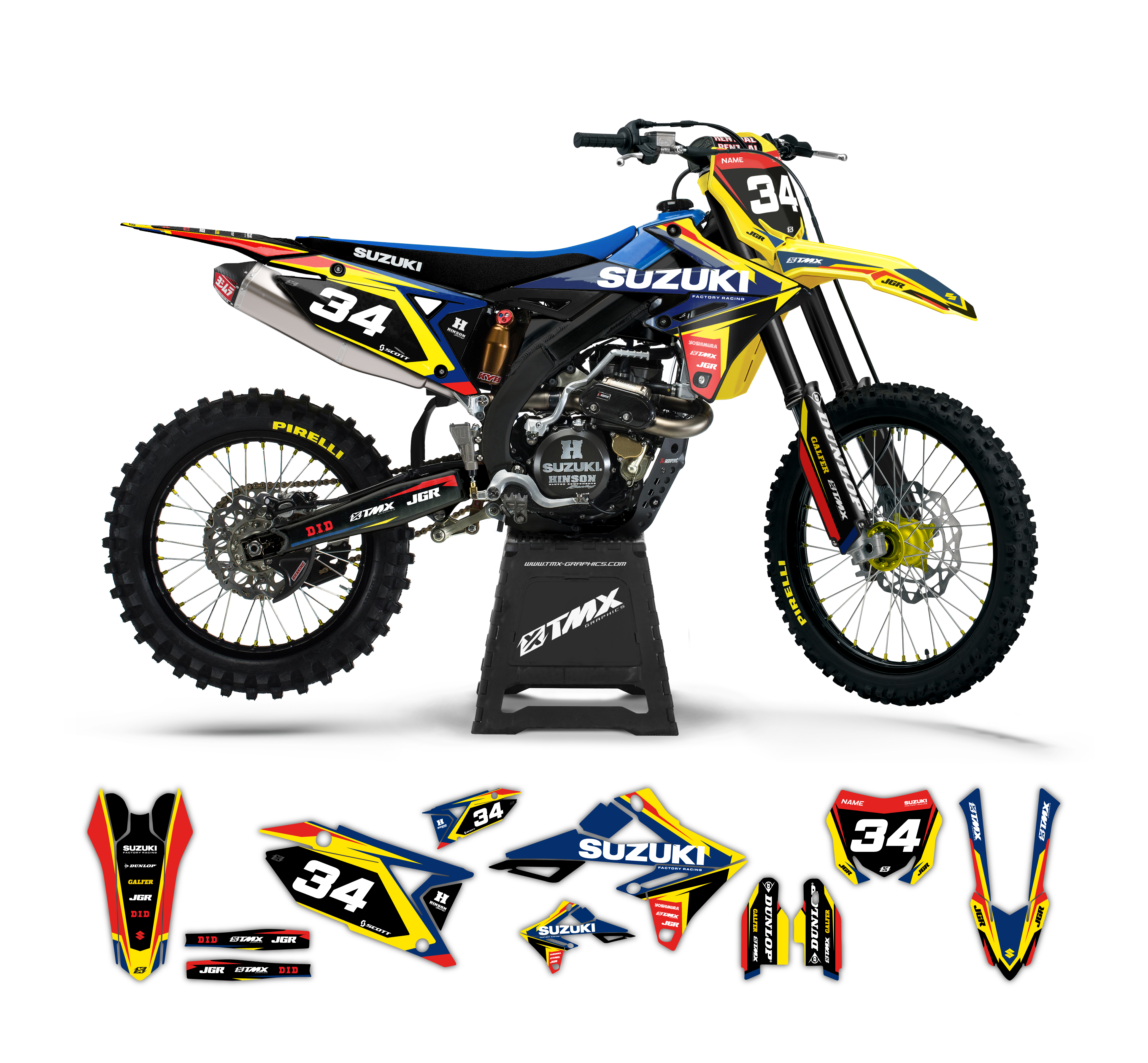 SUZUKI - RACERS SERIES (FACTORY TRIO) - MX GRAPHICS KIT | TMX Graphics