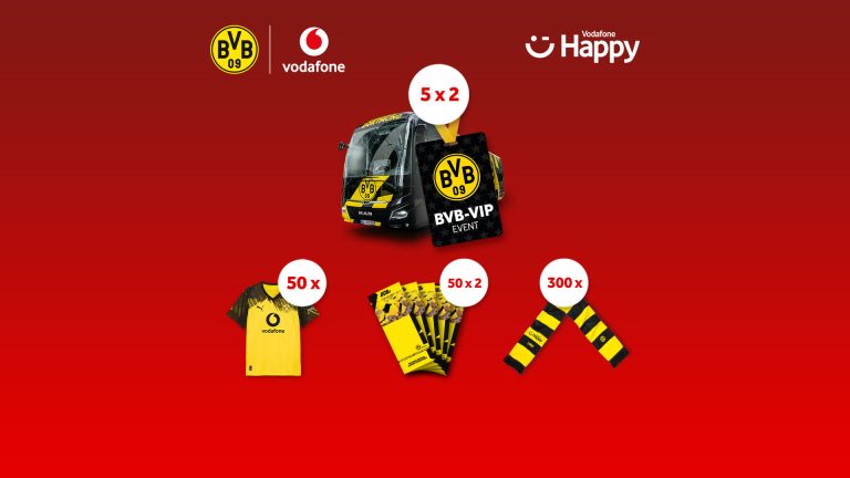 BVB-Gewinnspiel: Vodafone Happy verlost Tickets, Trikots & mehr