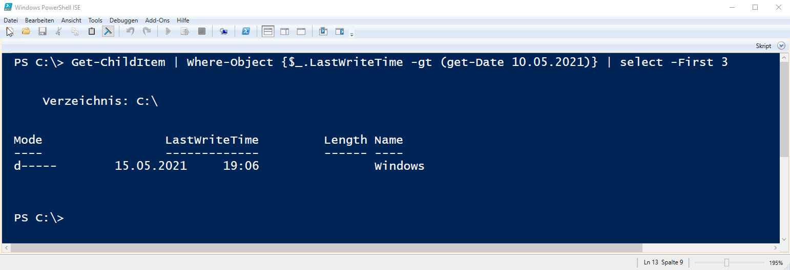 Mit der PowerShell Dateien nach bestimmten Datum auflisten.