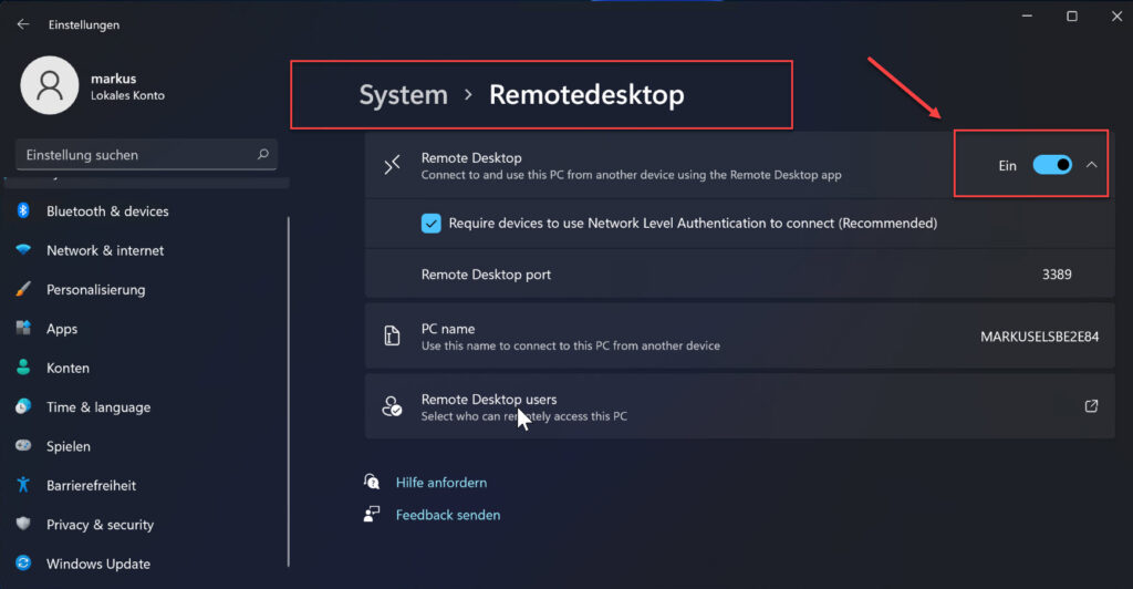 Auf Windows 11 über eine Remotedesktop-Verbindung zugreifen Auf Windows 11 über eine Remotedesktop-Verbindung zugreifen