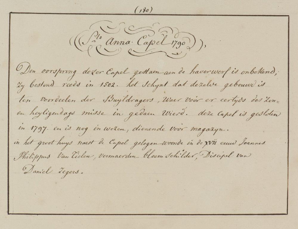 Historische aantekeningen bij de Sint-Annakapel, 1790 | Regionale Beeldbank